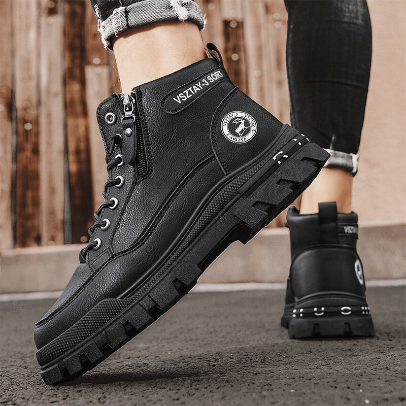 LUO Обувь женская Высокая обувь Мартенские ботинки стиль ретро/LD883 black