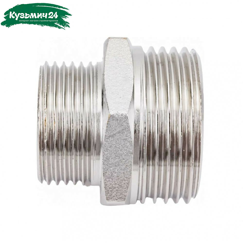Ниппель резьбовой, 1"-3/4" НР-НР, переходной, латунь никелированная