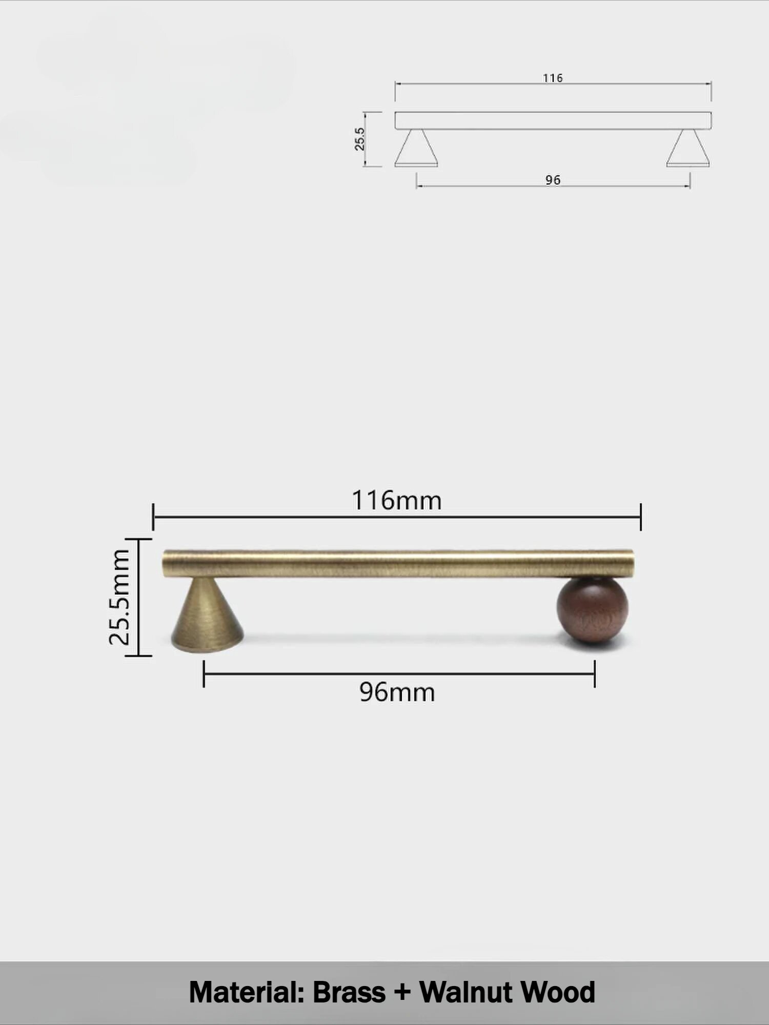 Ручки для шкафов TINYHOB бронза + орех C-7880 - 96mm