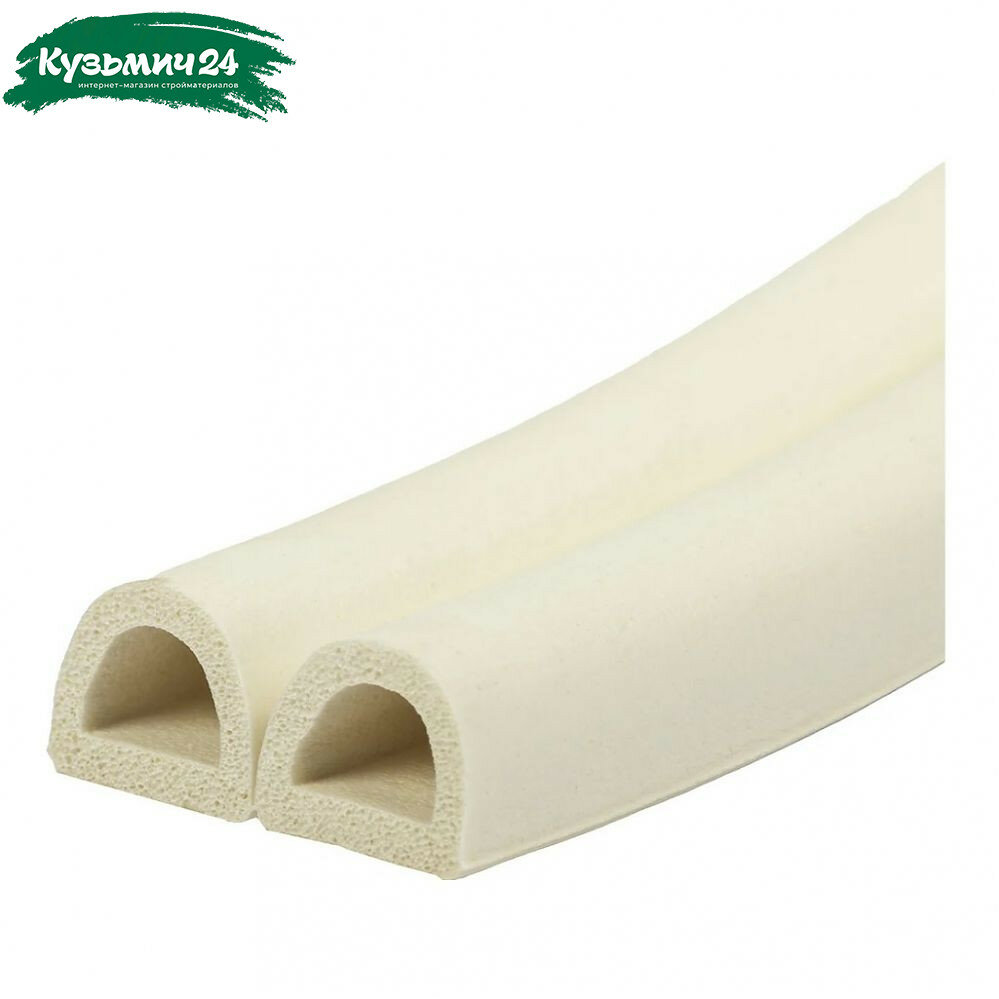 Уплотнитель TECH-TOP 205989, промышленный, самоклеящийся, D-профиль, белый, 12х14 мм, на отрез от 1 м