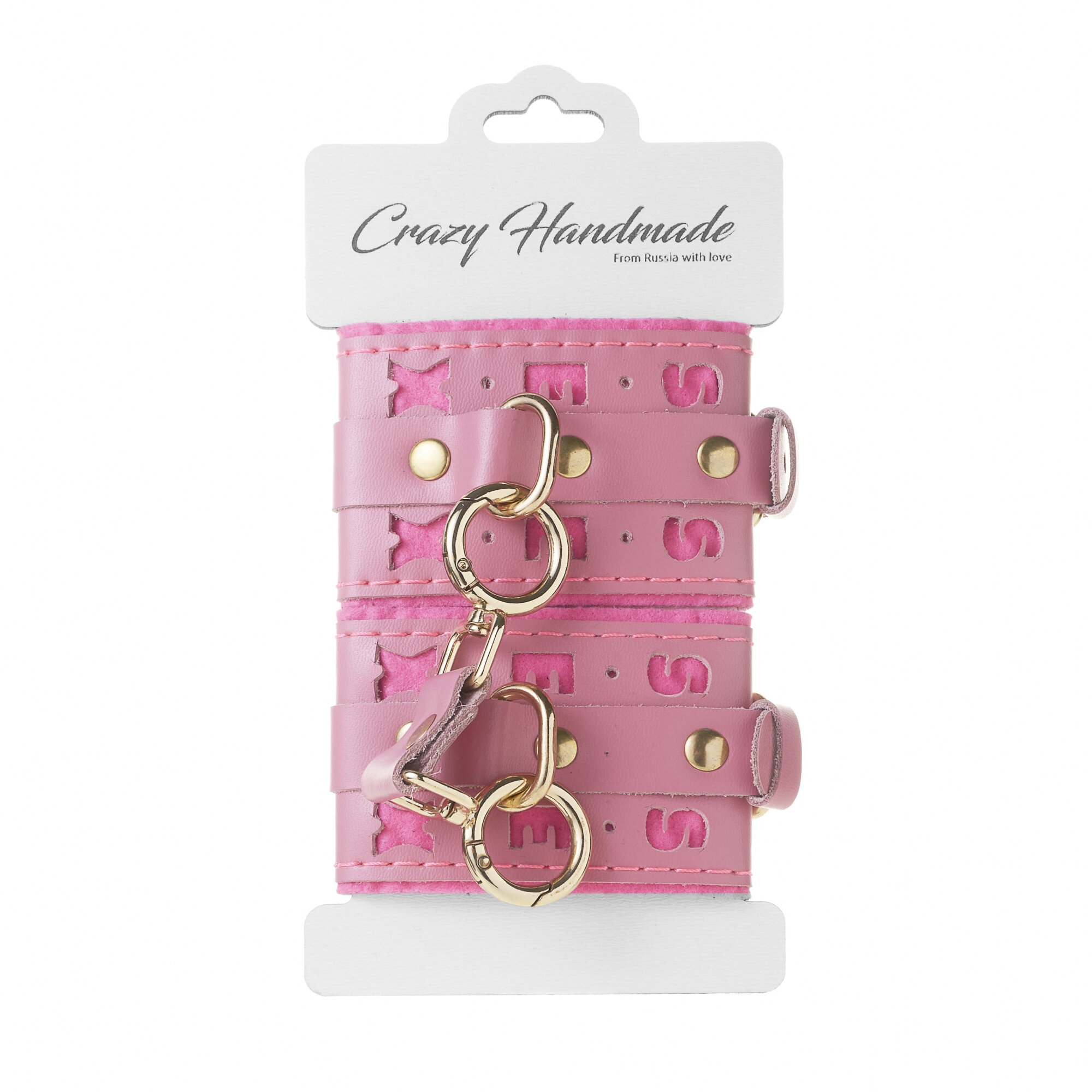 Наручники розовые с надписью SEX (фетр, золото)