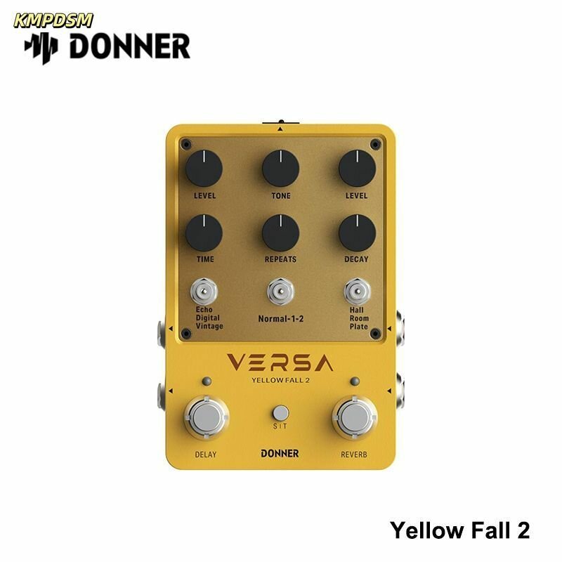 Donner Versa Yellow Fall II Гитарная педаль 3x3 Reverb-Delay Combo с функцией Tap Tempo