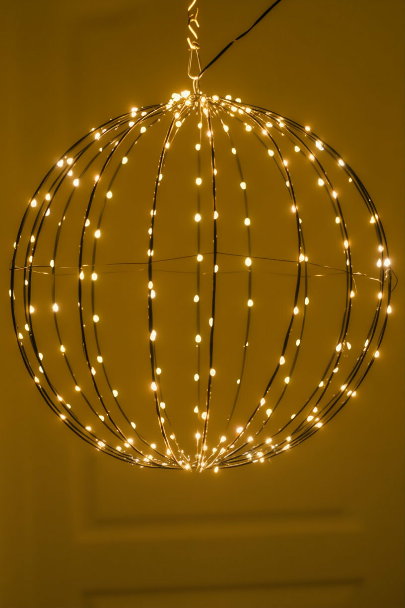 Декоративное светящееся украшение ШАР 'вильмо', металл, 320 тёплых белых LED-огней, 50 см, таймер, уличный, Winter Deco 4060407