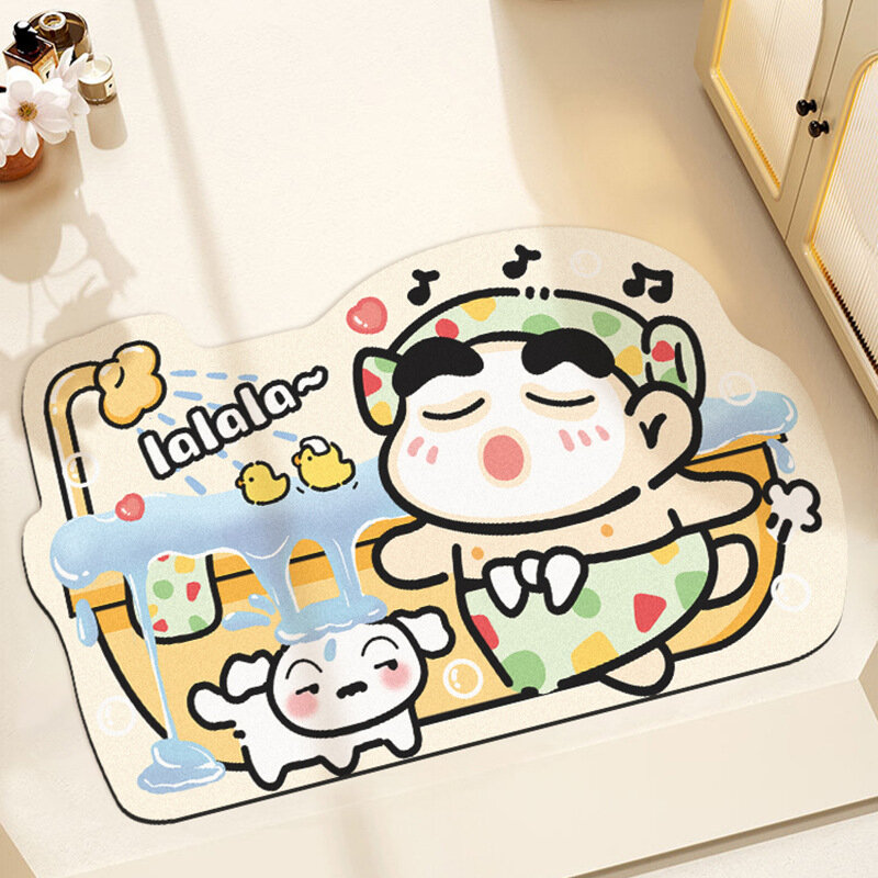 Коврики для пола из диатомовой грязи Crayon Shin-chan впитывающие и быстросохнущие коврики для ванной комнаты40*60cm