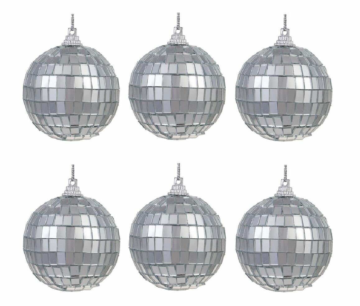 Шары новогодние набор большие пластиковые 6 см диаметр 6 штуки