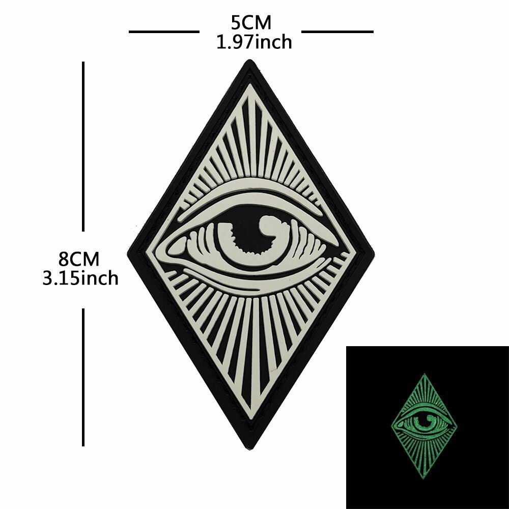 Патч Из ПВХ В Форме Ромба С Полным Обзором, Светящийся В Темноте, С Липучкой.
