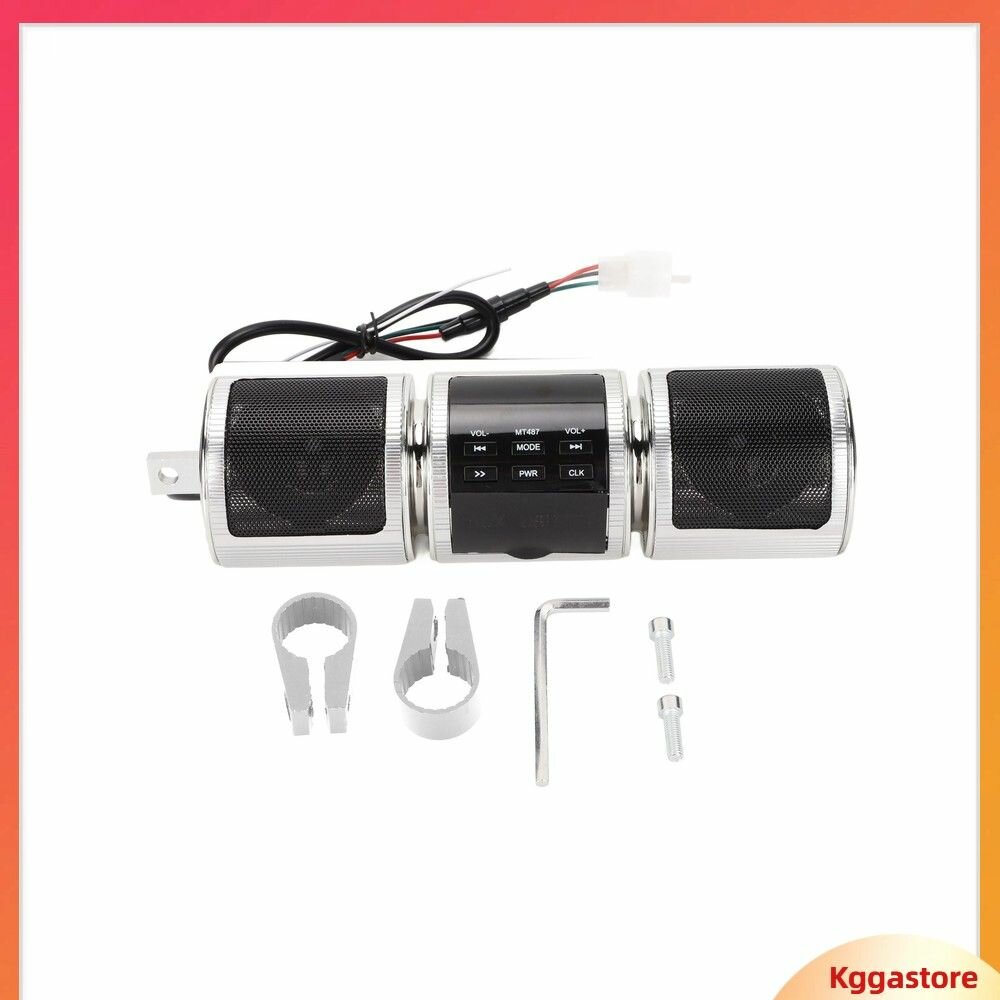 Мотоциклетный Bluetooth-динамик, беспроводной, IP54, водонепроницаемый, DC12V, серебристый