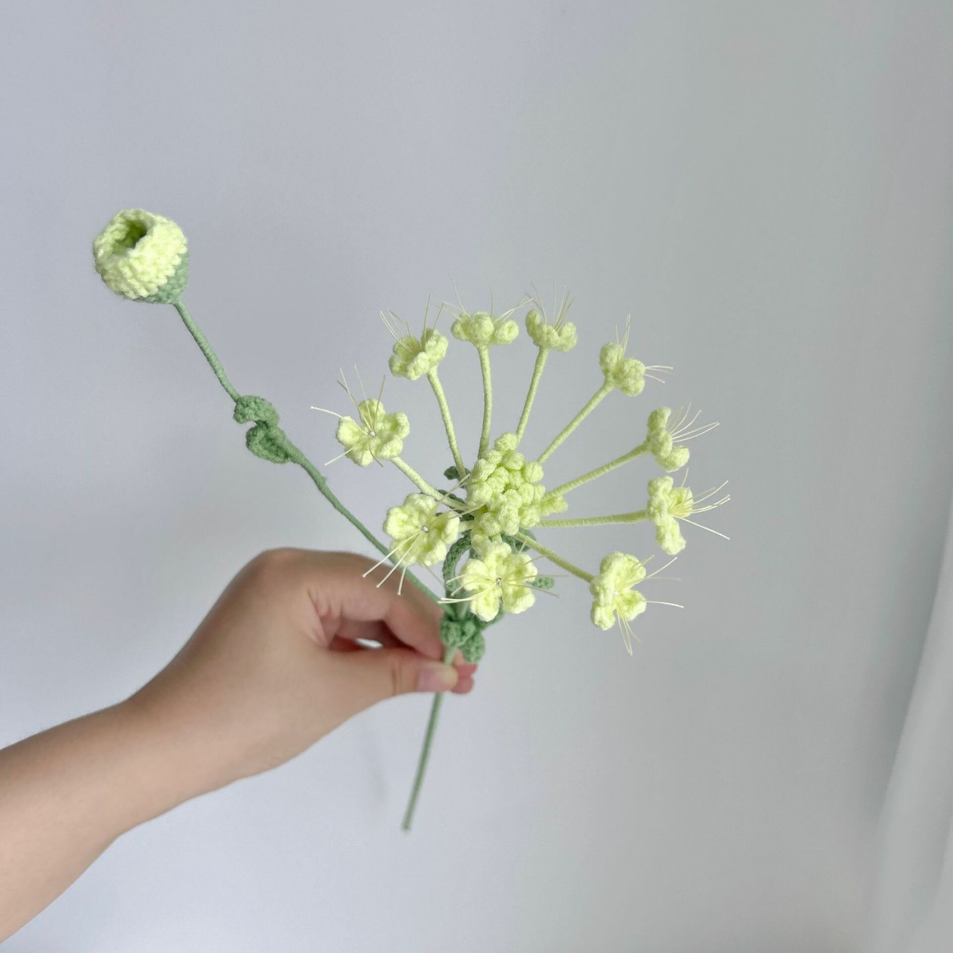 Готовый продукт: букет из зеленых жемчужин, ручная работа, вязаный из пряжи, искусственный букет, цветочная композиция, материал для домашнего цветка