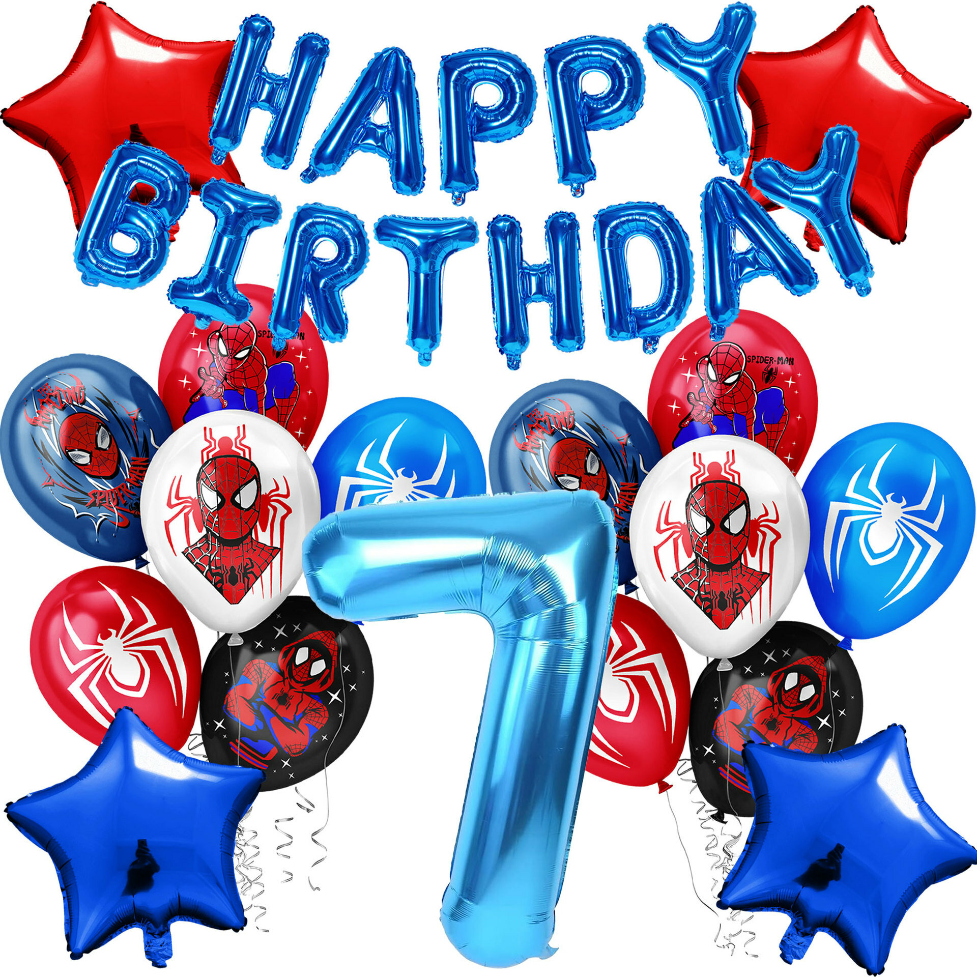 Набор фольгированных баннеров и латексных шаров с изображением супергероя Человека-паука 1-10 для украшения вечеринки на день рождения
