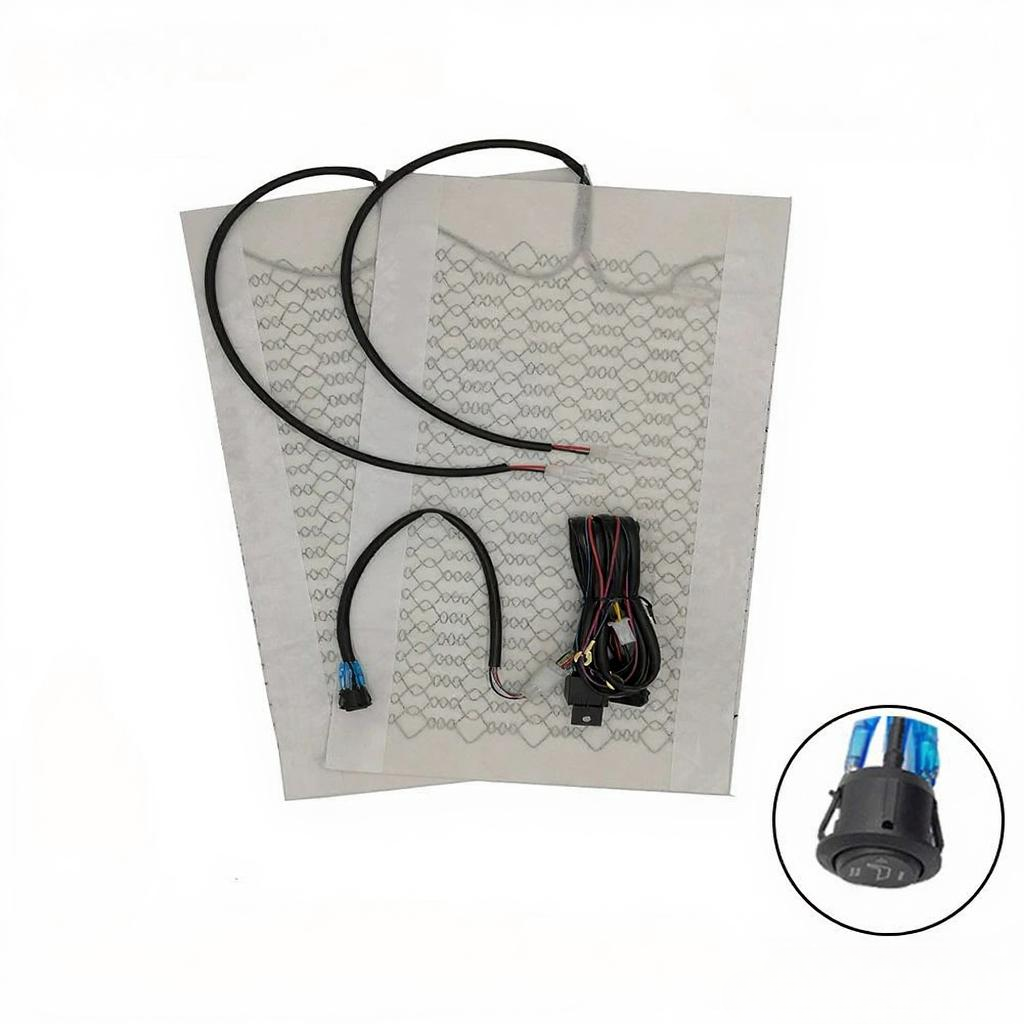 Калитка для сиденья автомобиля универсальная 12V углеродное волокно набор обогревающих подушек для сидений автомобиля круглый переключатель набор подушек для сидений 1 набор переключателя + 2 обогревающих подушки белый 48см x 27см длина кабеля 2,3 метра