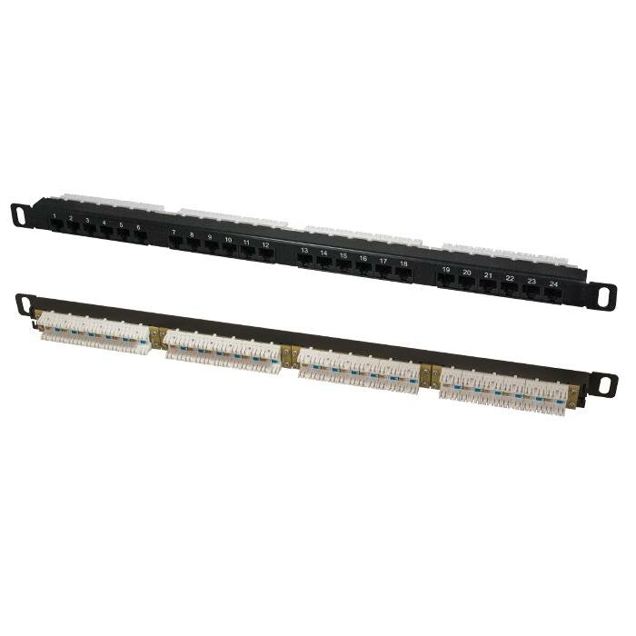 Патч-панель Suprlan 24 порта RJ-45, категория 5e, 19 дюймов, высота 0.5U, неэкранированная