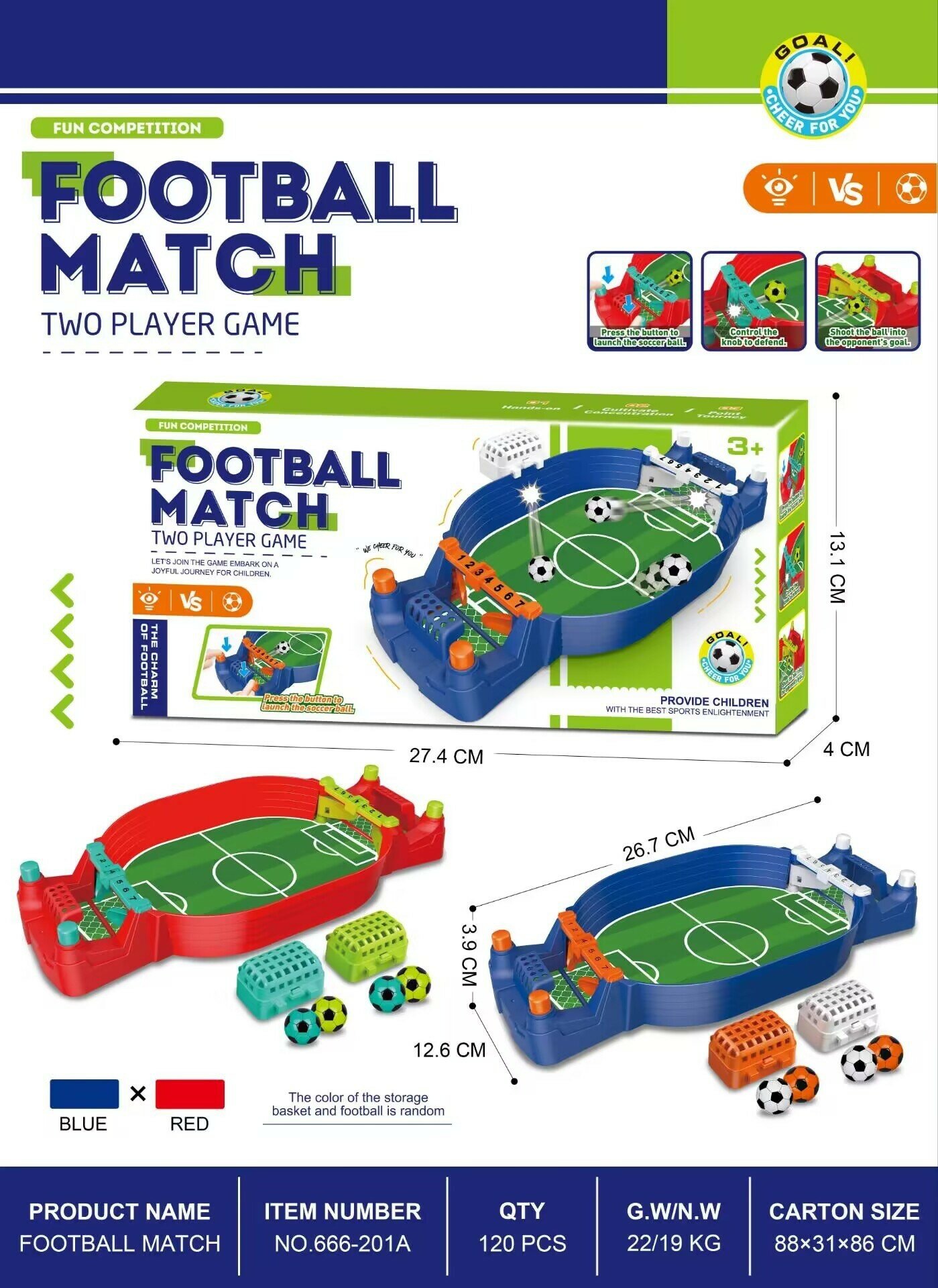 Настольная футбольная игра для двоих - настольный футбол с 2 мячами для семейного времяпрепровождения Цвет：201 - Синий