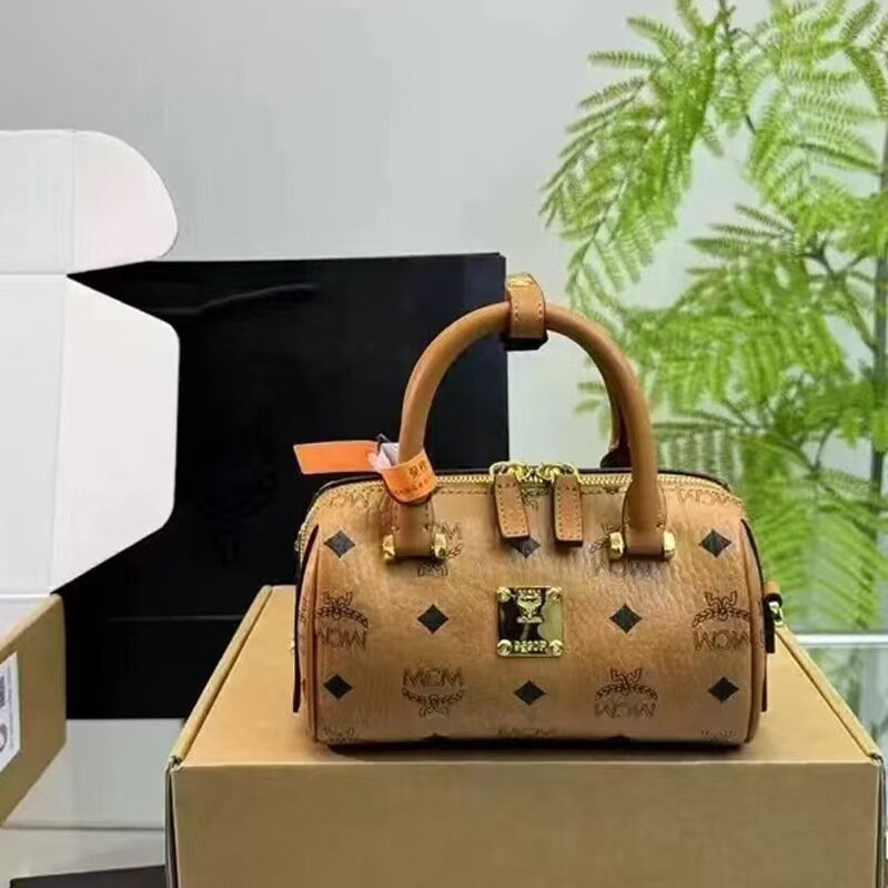 Сумка MC Tote, женская сумка, сумка LV, мини-сумка из натуральной кожи, печатная сумка Boston, сумка через плечо, сумка с металлической биркой, подушка-сумка