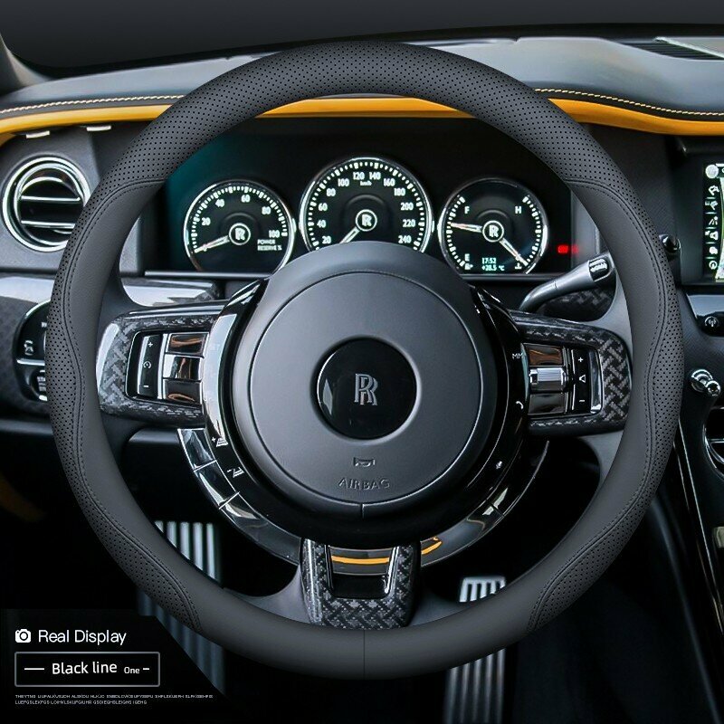 Рулевое колесо Rolls-Royce круглой формы, ультратонкий, из натуральной кожи, с черной нитью, без логотипа,