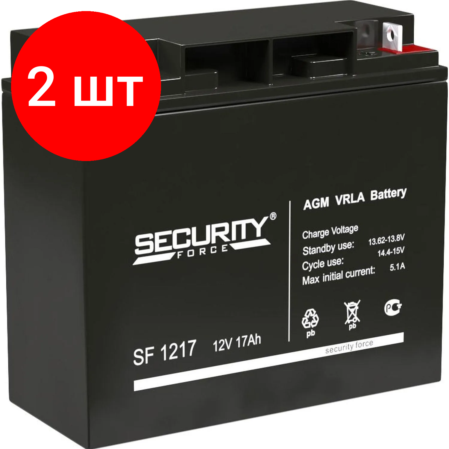 Комплект 2 штук, Батарея для ИБП Security Force SF 1217(12В/17Ah)