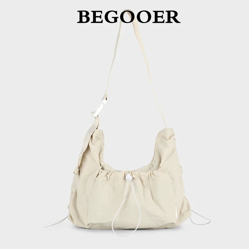 Сумка BEGOOER Puff Bag, нишевая, с рюшами, на шнурке, из холста, женская сумка, большая вместимость, легкая, для поездок, через плечо, кроссбоди для женщин