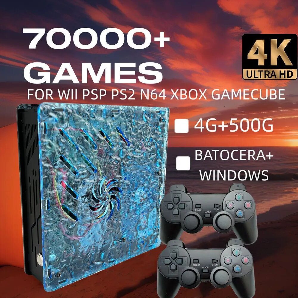 X10 Game Box 500G 70000+ игр Поддержка 60 эмуляторов 4K HD дисплей Ретро консоль для N64 PSP GAMECUBE Windows11