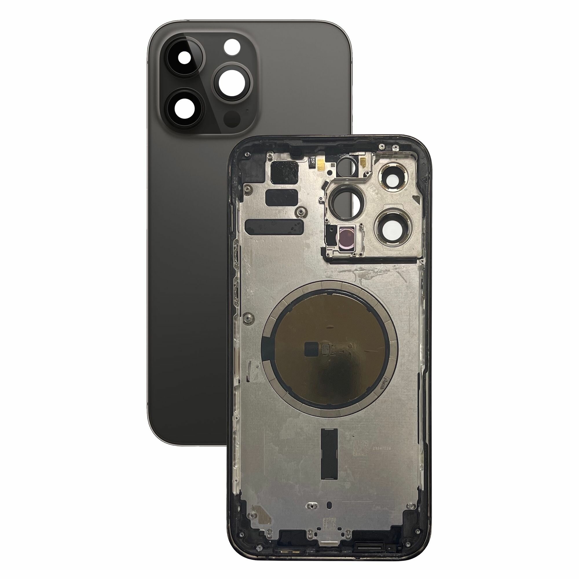 Корпус в сборе с задней панелью (крышкой) iPhone 14 Pro Max (Space Black) (снятый идеал) US (Без sim)