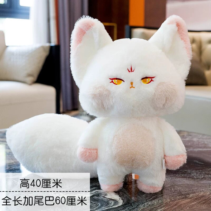 Милая плюшевая игрушка-лиса с большим хвостом для девочек, белая лиса-подушка, плюшевая игрушка в подарок. Розовый