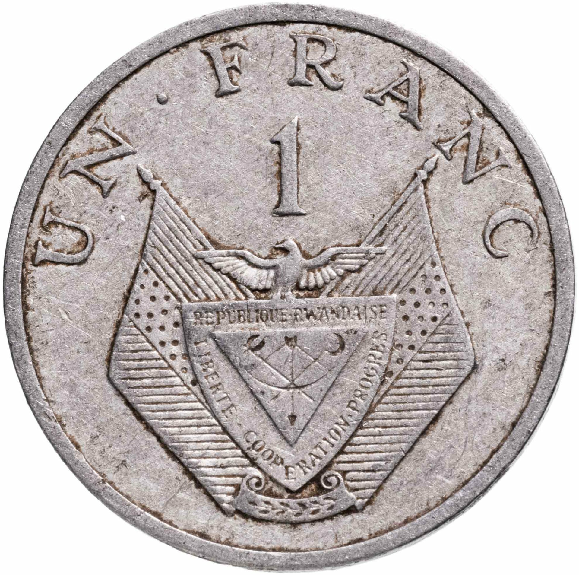 Руанда 1 франк 1974-1985 "Просо обыкновенное", Алюминий, в сохранности VF-XF