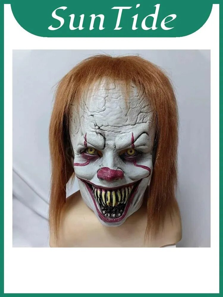 Латексная маска клоуна Пеннивайз для Хэллоуина и вечеринок