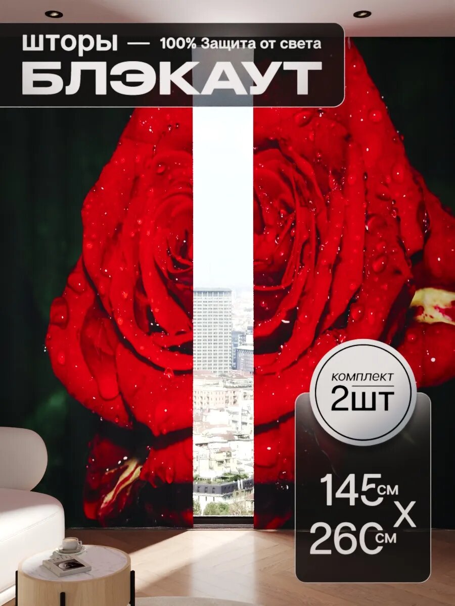 Шторы блэкаут 145x260 см 2 шт на окна плотные комплект