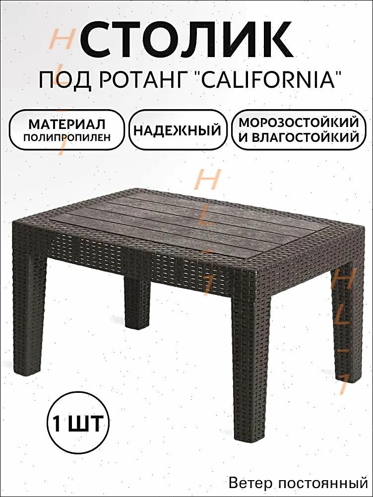 Садовый стол, Пластик, Искусственный ротанг (пластик) 50х70х38 см