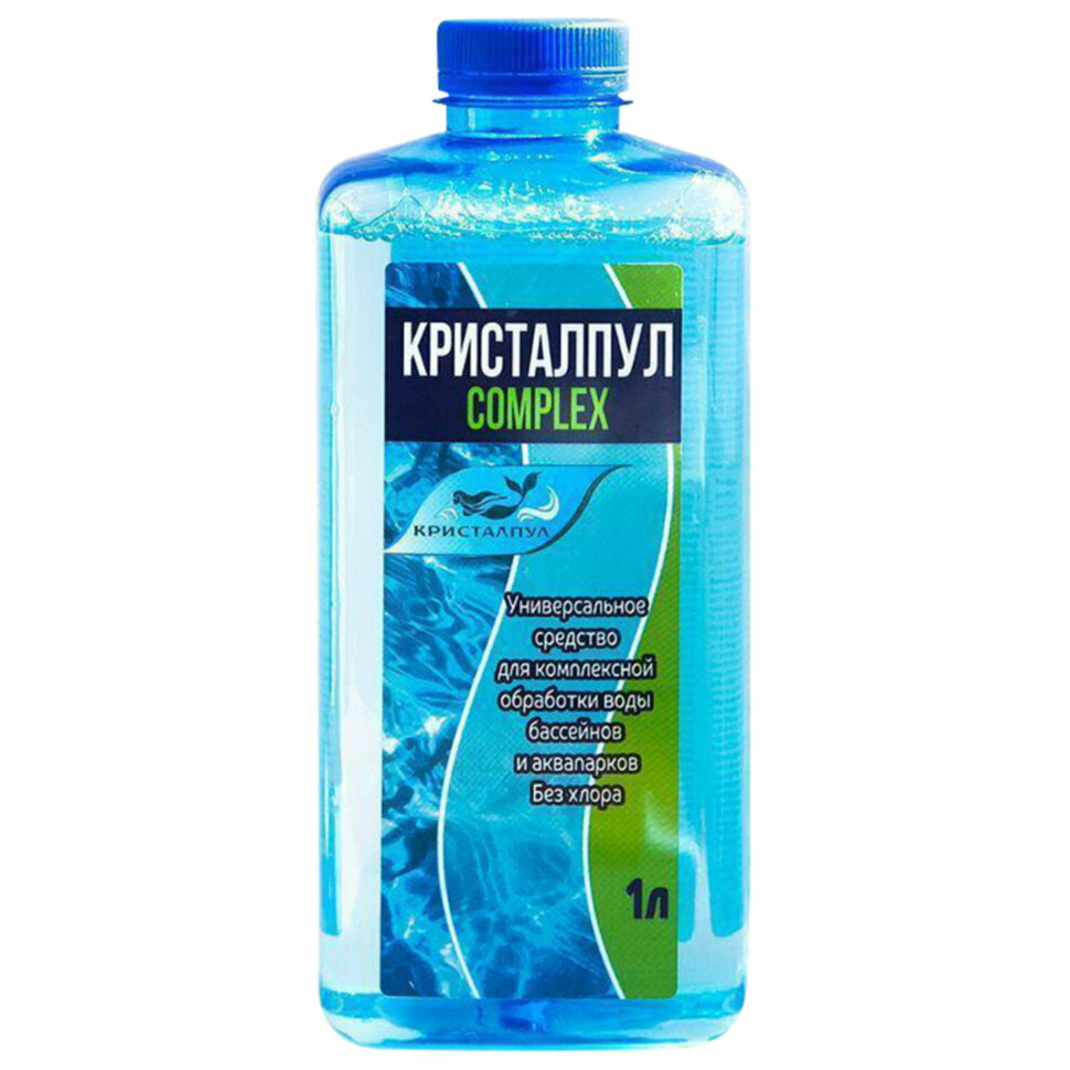 Комплексное средство для очистки воды в бассейнах, 1 л, кристалпул COMPLEX 4 в 1, концентрат, KPCX1S, 609662