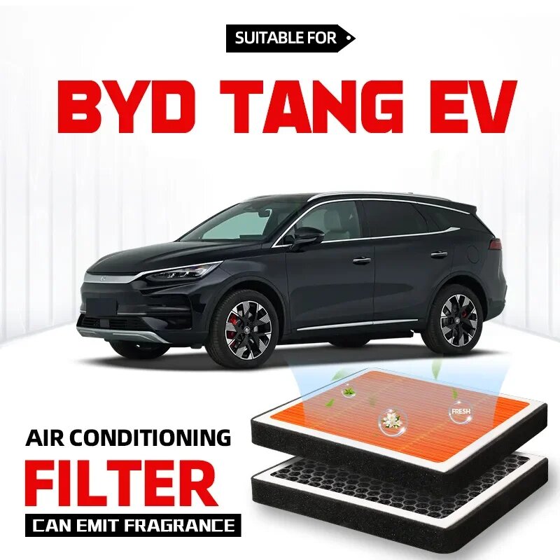 Фильтр салона для BYD Tang EV, воздушный фильтр с активированным углем, фильтр кондиционера с ароматизатором для очистки воздуха в салоне автомобиля.