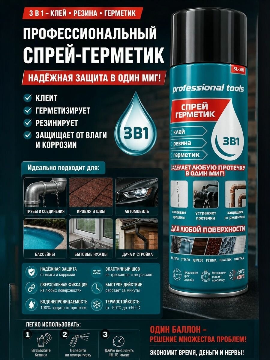 Жидкая резина фиксирующий герметик 3 в1 черный