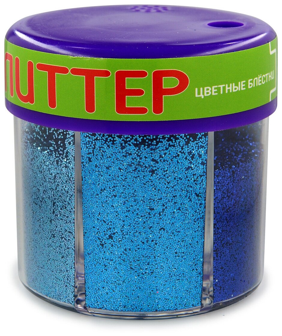 Глиттер для декора, с дозатором, 60Г (6 цветов ), синий, цветовая гамма №5