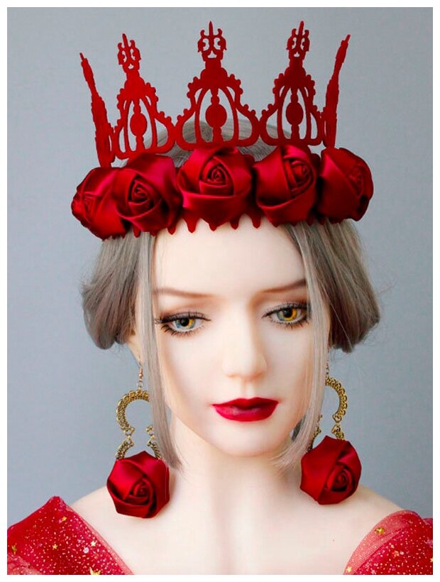 Карнавальная корона, 30*12 см (Цв: Бордовый )