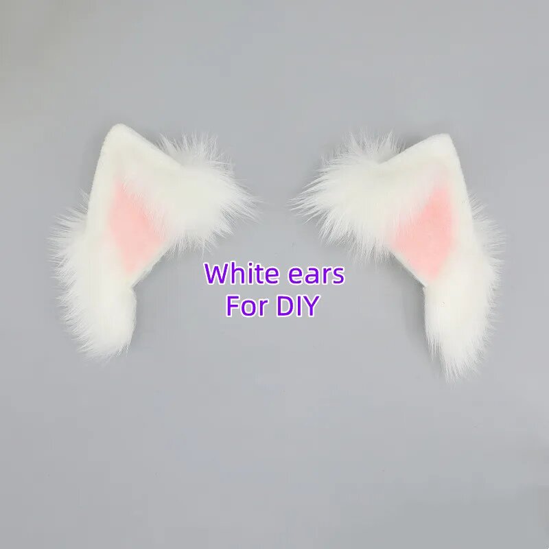 Белые ушки для DIY, цвет E16 cat white(naica)