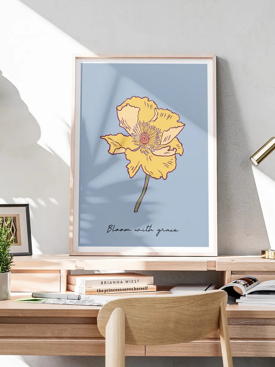 Интерьерный постер на стену цветы, А3 (297*420), без рамы, матовая бумага