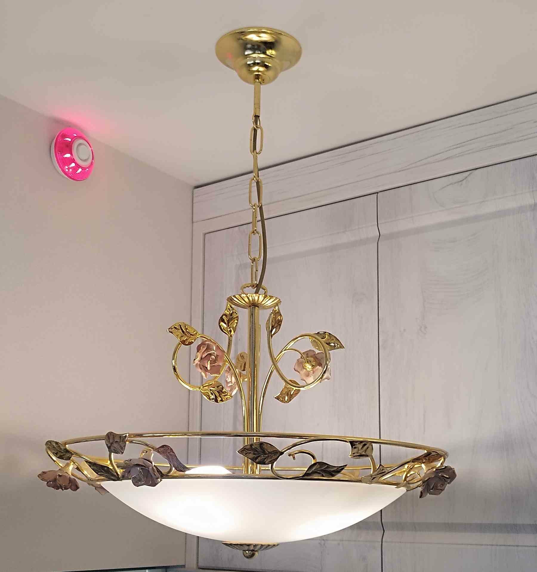 Подвесной светильник - Kolarz - 035.34.3 -золотая, с керамическими розочками