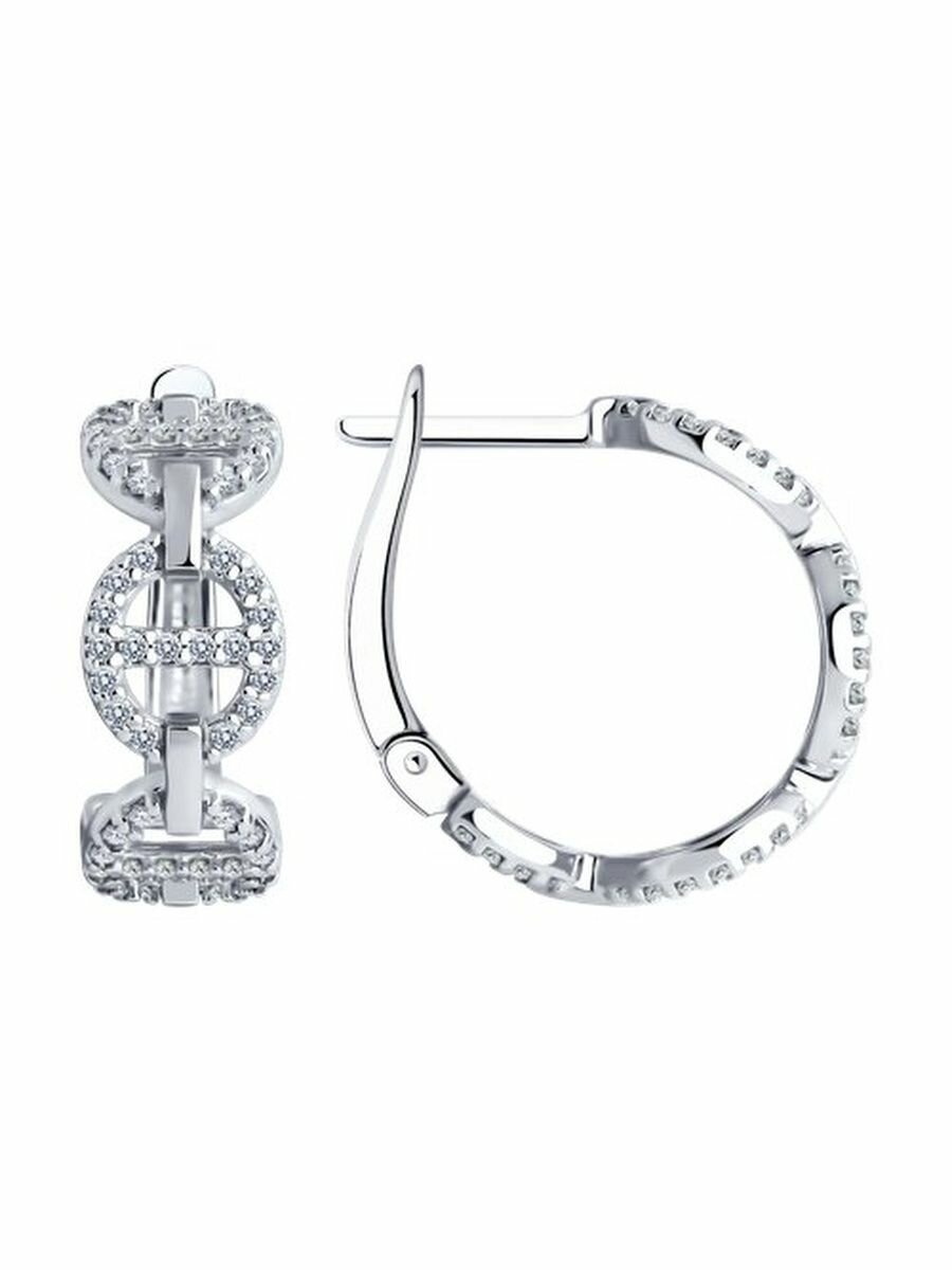 Серьги, серебро, 925 проба, родирование, фианит