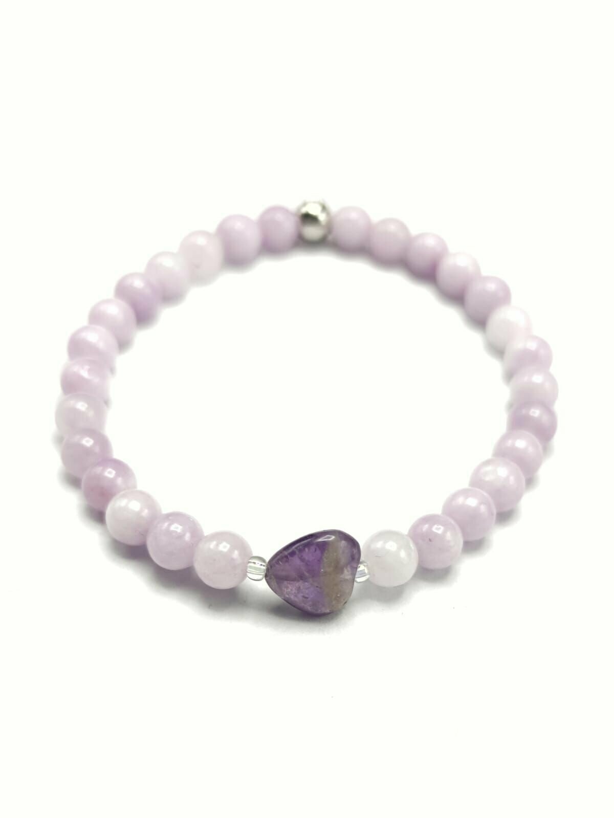 Браслет, аметист, кварц розовый