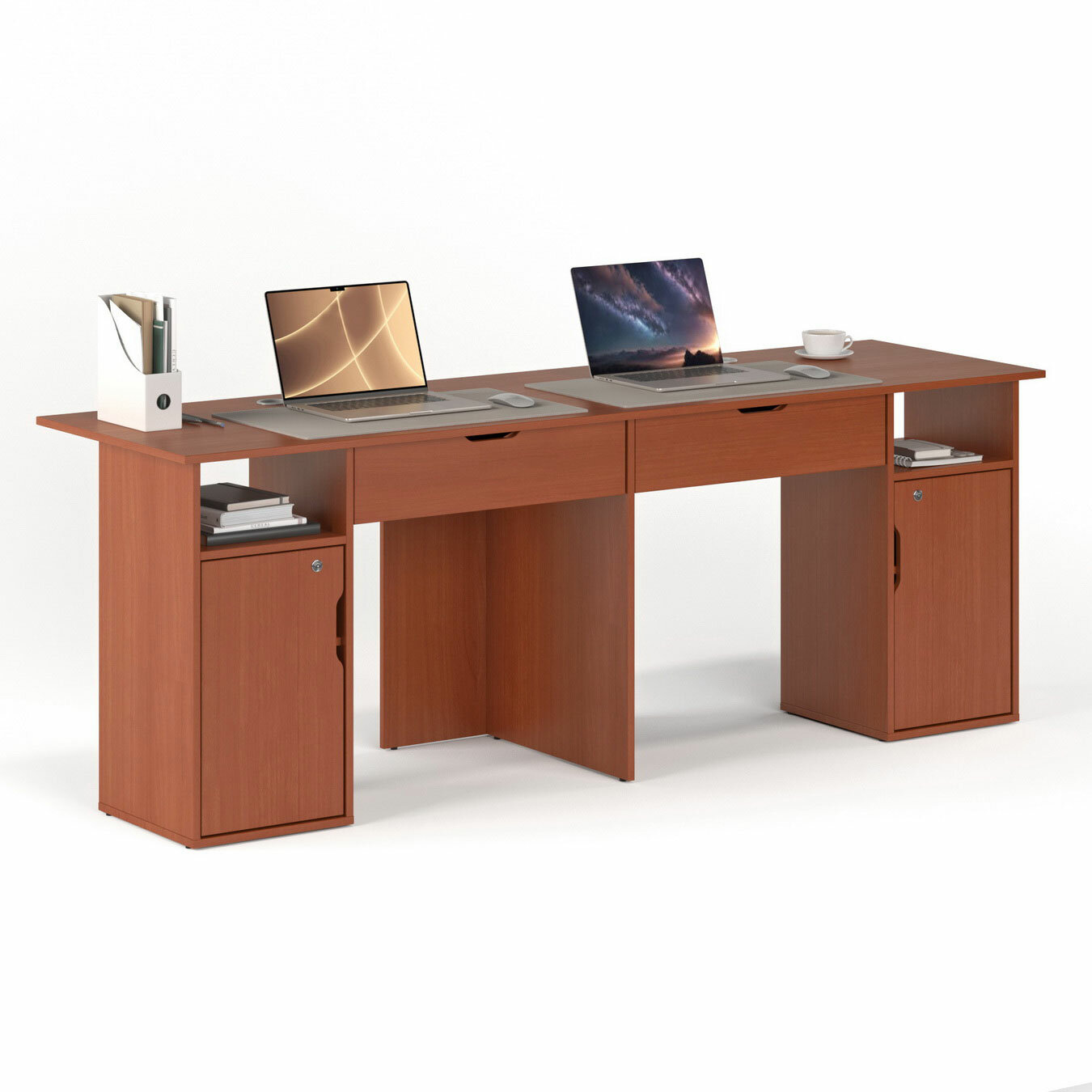 Письменный стол для двоих 007081Я (цвет: вишня)