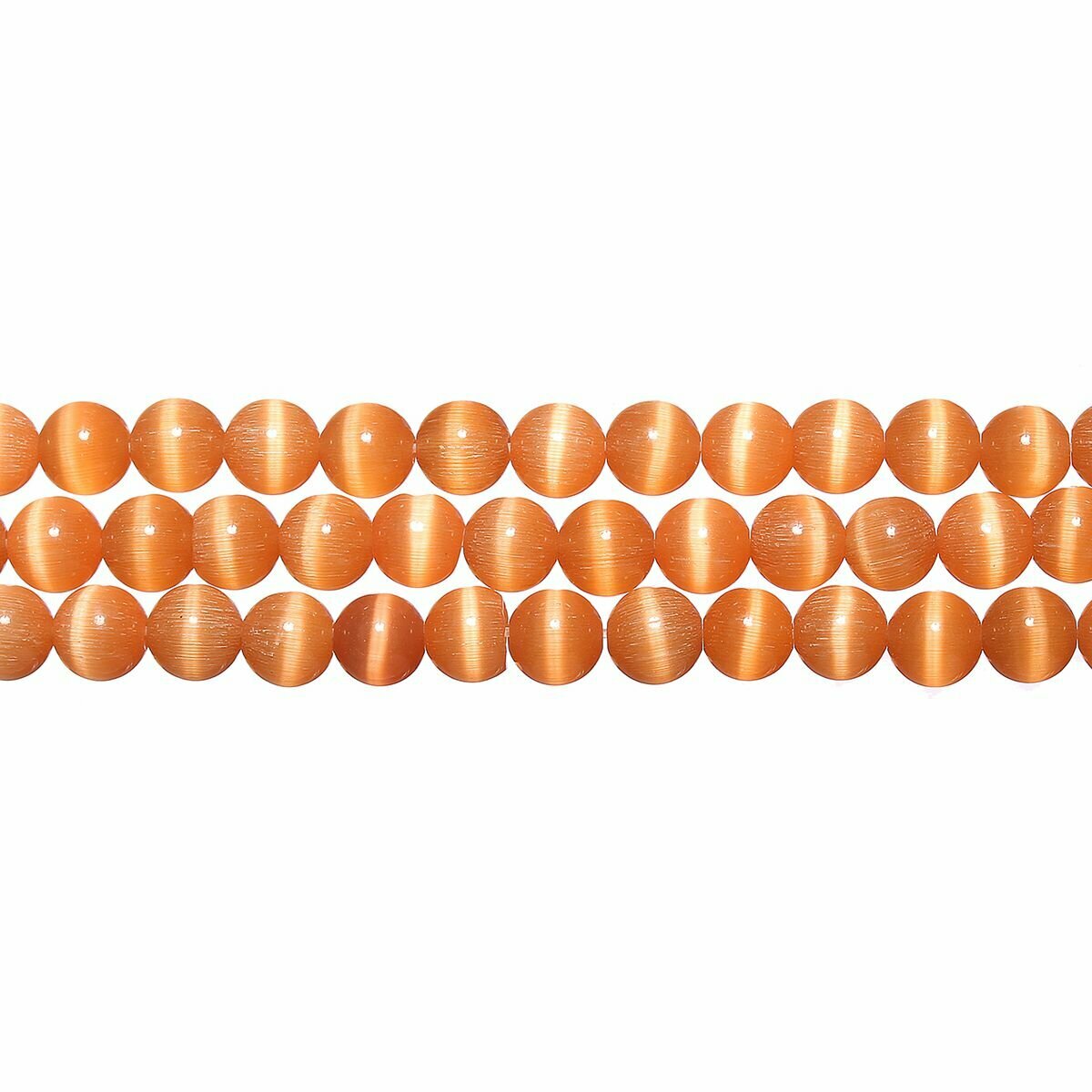 Бусины каменные, кошачий глаз (имитация), грейпфрутовый, 6мм, 60 шт, низка