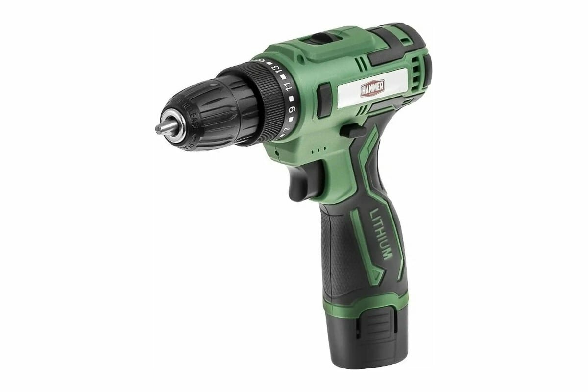 Hammer ACD12C 12В Li-ion дрель 1x1.5Ач, 10 мм патрон, 0-350/0-1350 об/мин, 26 Нм