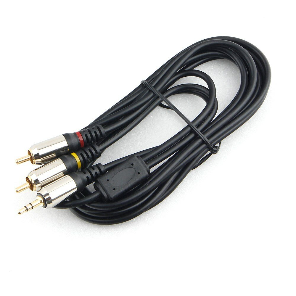 Кабель jack 3.5 мм (m) - 2xRCA (m) 3.0м чёрный, Cablexpert Pro (RCA-металл)