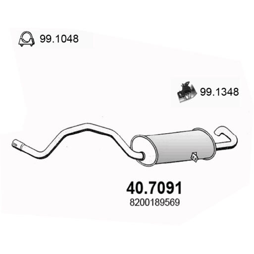 Глушитель выхлопных газов конечный, ASSO 40.7091 (1 шт.)
