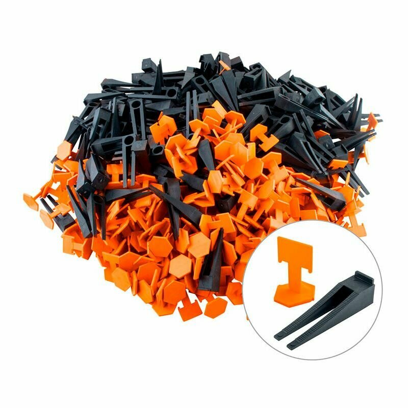 Комплект для выравнивания плитки СВП Biber 55641 зажим (флажок) и клин 1,5 мм (по 250 шт.)