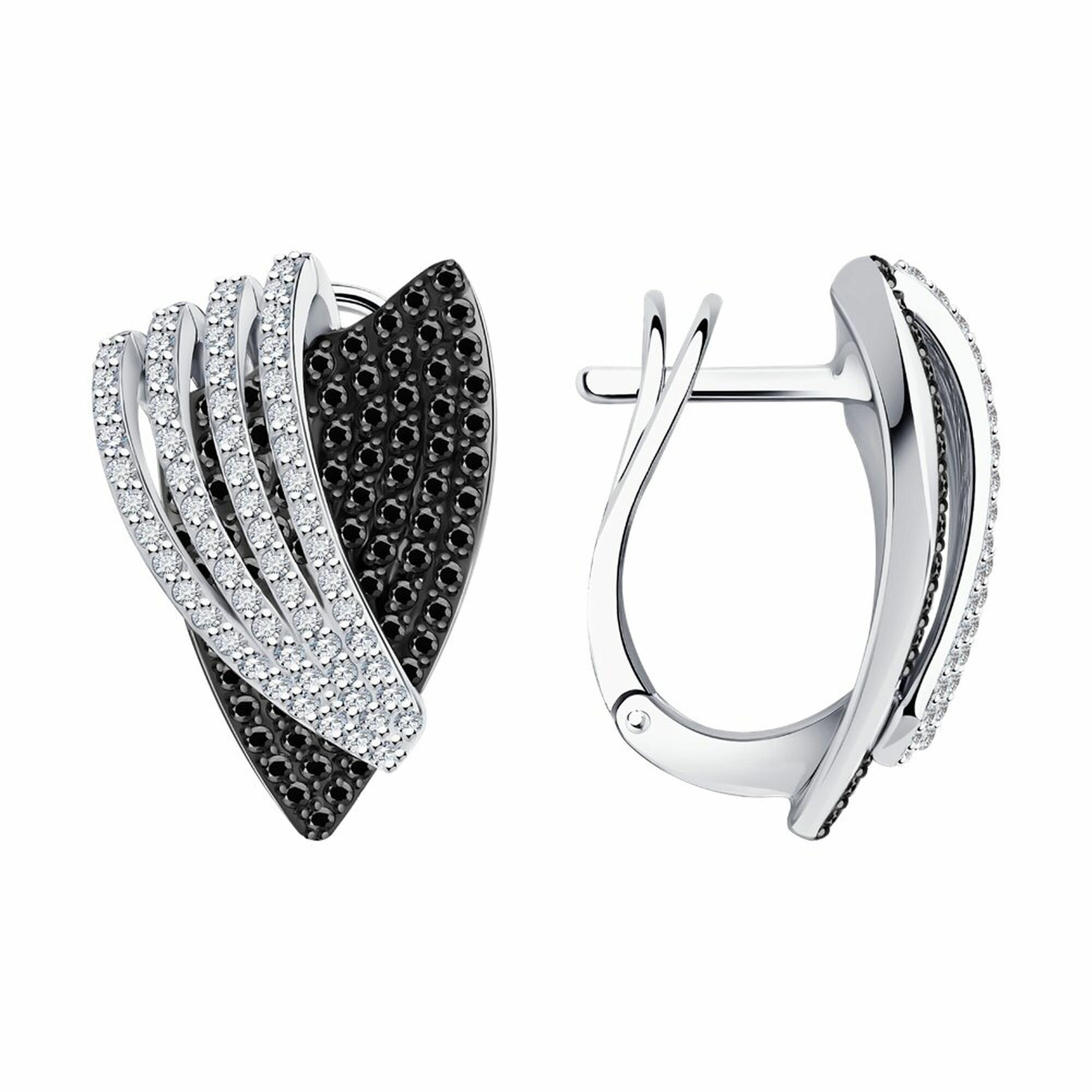 Серьги, белое золото, 585 проба, бриллиант