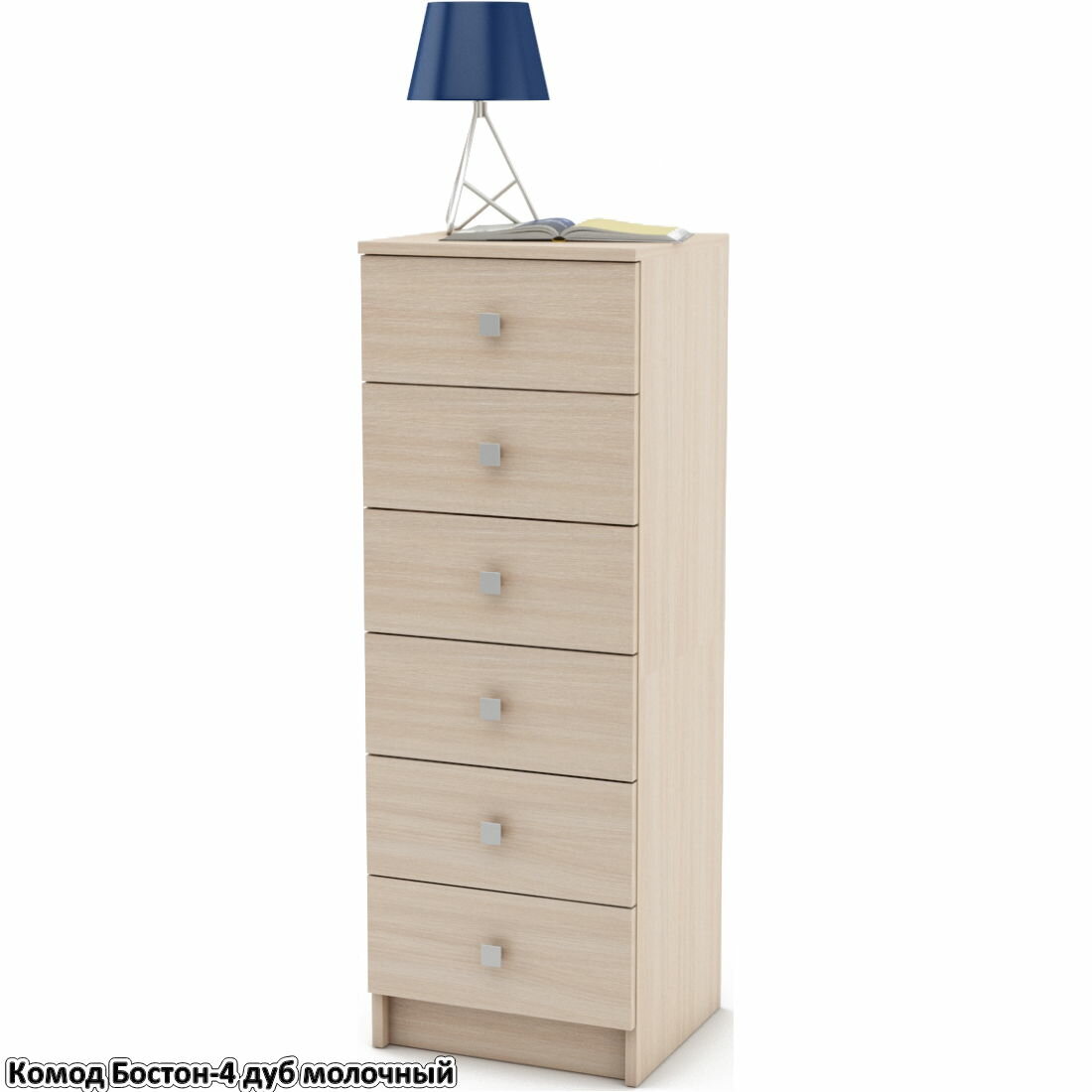 Комод Бостон-4 Дуб-молочный, ЛДСП, МФ Владимир VMF, 40х114х38 см.