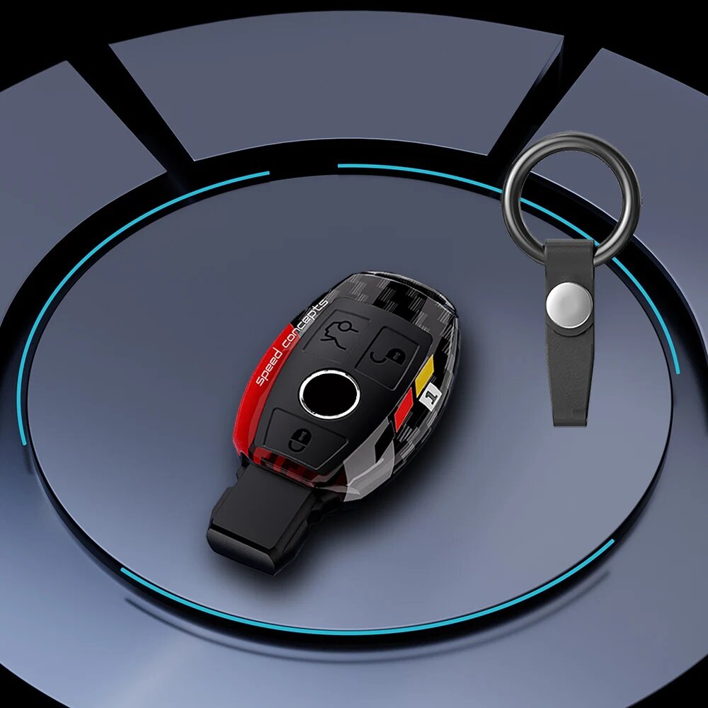 Граффити автомобильный брелок с дистанционным управлением чехол для Mercedes Benz A C E S класс GLA CLA GLK GLC CLS W204 W463 W176 W251 W205 AMG 3btn Carbon red set