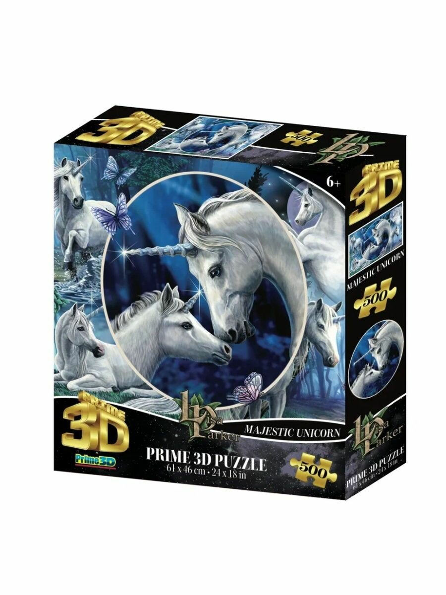 Пазл Super 3D «Коллаж Единороги» ,500 дет, 6+ Р-р собран. пазла 61 х 46см (арт.32532) игр.-голов.