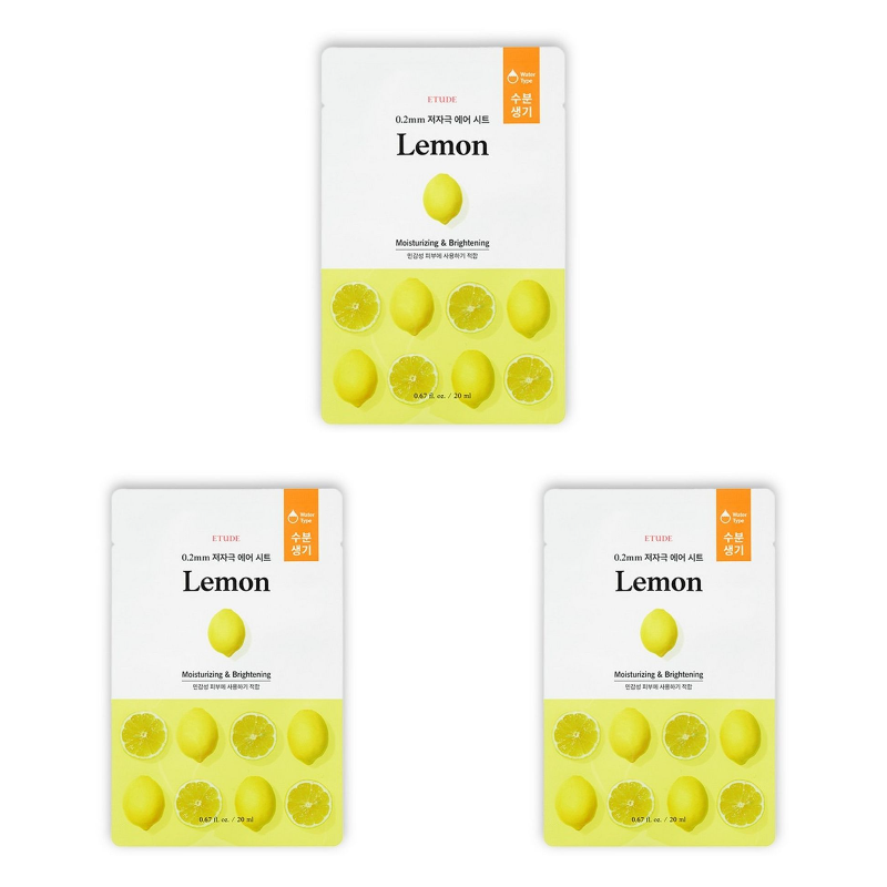 Тканевая маска Etude с экстрактом лимона, 20 мл, 3 шт.