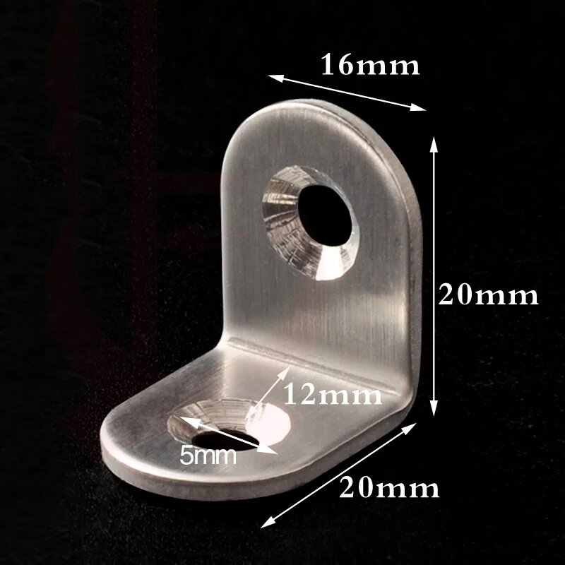 Угловой кронштейн NAIERDI 20x20x16mm, нержавеющая сталь