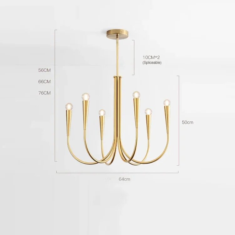 LED люстра-веток wushiyu 6 heads gold